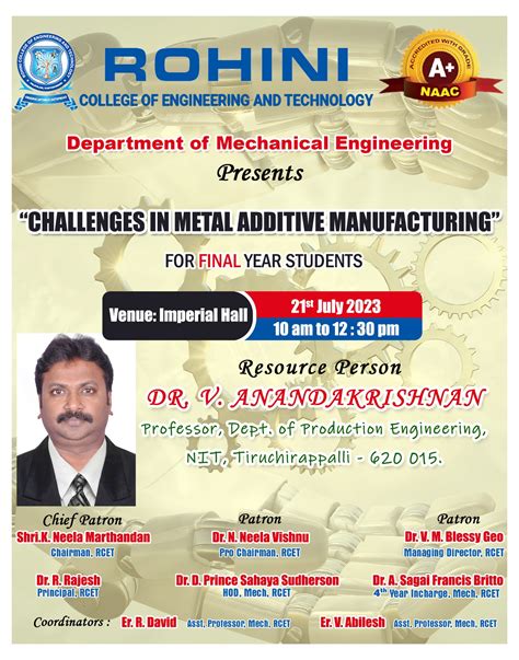 Challenges In Metal Additive Manufacturing Rohini College Of Engineering And Technology