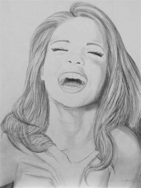 A Drawing Of A Woman With Her Eyes Closed And Mouth Wide Open Looking To The Side