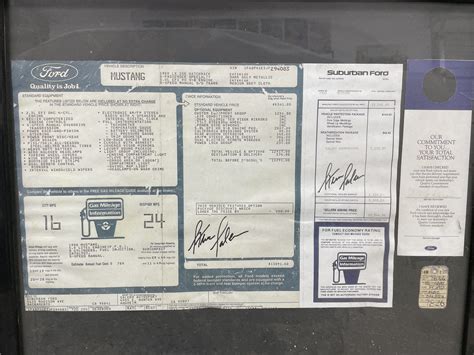 Original Window Sticker Ford Mustang Forums