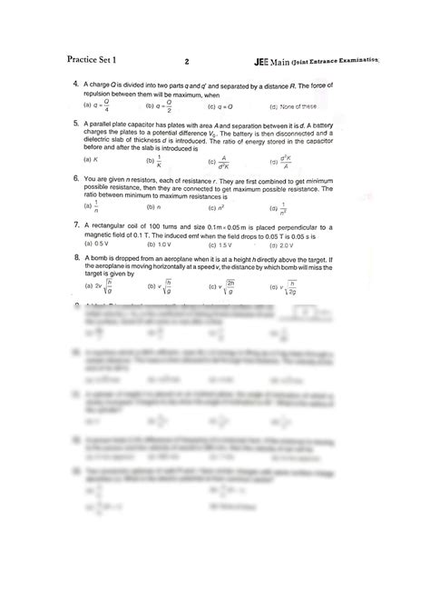 SOLUTION Part Of Practice Sets For Iit Jee Main From Arihant Physics Chemistry