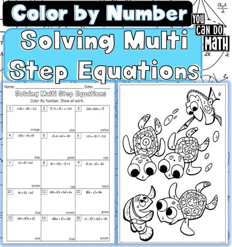 Color By Number Solving Multi Step Equations Solving Multi Step Equations Multi Step