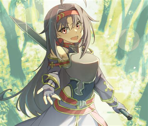 Fantasyismyname Yuuki Sao Sword Art Online Commentary Girl D Ahoge Armor Blurry