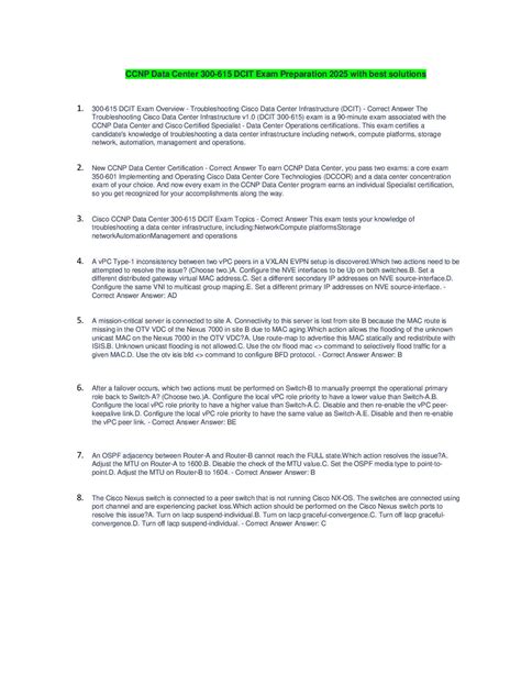CCNP Data Center 300 615 DCIT Exam Prep Troubleshooting Cisco Data Center Infrastructure