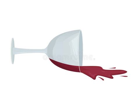 Spilled Red Wine From A Fallen Glass Isolated Vector Illustration
