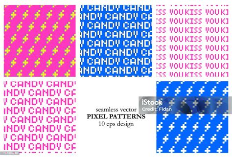 원활한 벡터 픽셀 멀티 컬러 패턴의 집합입니다 직물 섬유 커버 포장 벽지 웹 등 10 Eps 디자인에 대한 세련된 배경의 컬렉션입니다 모자이크에 대한 스톡 벡터 아트 및