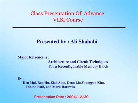 ppt class presentation of advance vlsi course powerpoint presentation