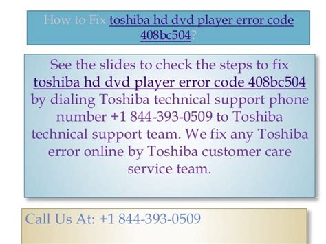 How To Fix Toshiba Hd Dvd Player Error Code 408bc504 Call 1 844 39