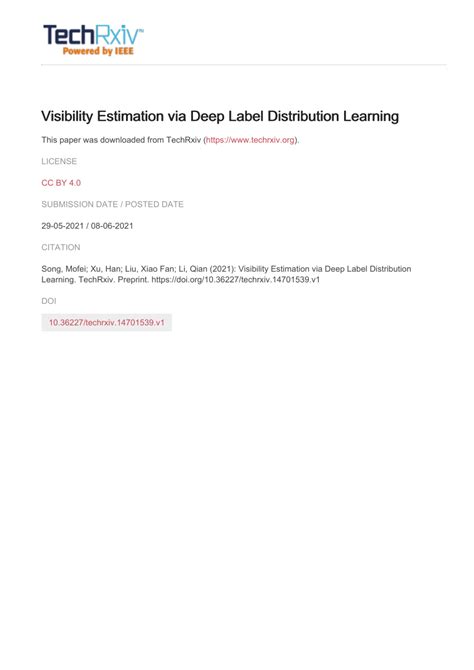 Pdf Visibility Estimation Via Deep Label Distribution Learning