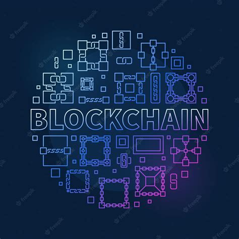 Premium Vector Blockchain Concept Vector Outline Round Colored