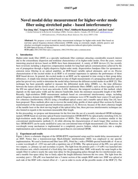 Pdf Novel Modal Delay Measurement For Higher Order Mode Fiber Using Stretched Pulse Based