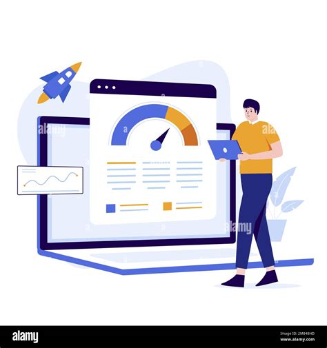 Flat Design Of Web Page Loading Speed Test Illustration For Websites Landing Pages Mobile