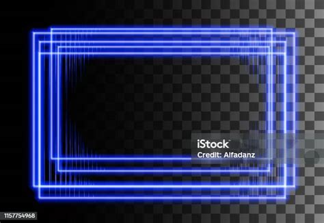 네온 스타일 추상 직사각형 프레임입니다 파란색 효과 프레임입니다 반짝이는 빛나는 테두리 투명한 배경에 대한 그림 0명에 대한 스톡 벡터 아트 및 기타 이미지 Istock