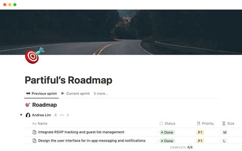 Partifuls Roadmap Notion Template