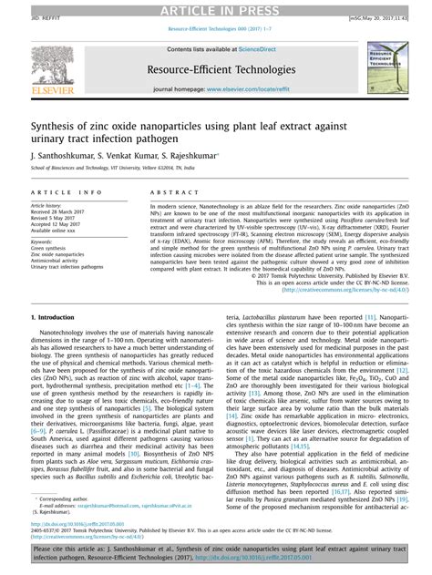 Pdf Synthesis Of Zinc Oxide Nanoparticles Using Plant Leaf Extract