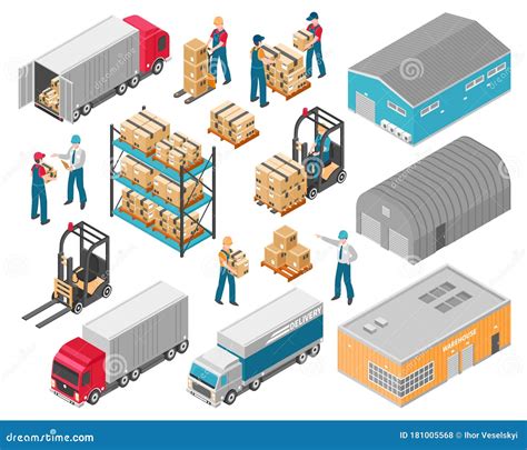 Isometric Warehouse Logistic Icon Set Stock Vector Illustration Of