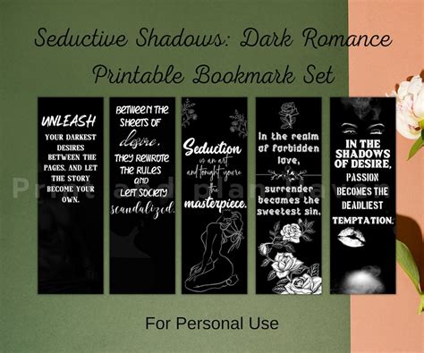 10 Printable Dark Romance Bookmarks Double Sided Bookmarks Instant
