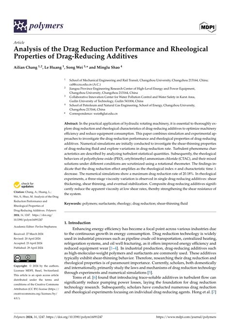 Pdf Analysis Of The Drag Reduction Performance And Rheological