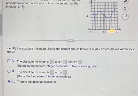 Solved Absolute Minimum And The Absolute Maximum Over The Chegg