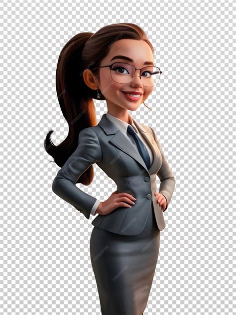 3d Illustration Of A Woman In Suit With Glasses Premium Ai Generated Vector