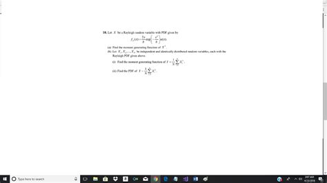 Solved 10 Let X Be A Rayleigh Random Variable With Pdf