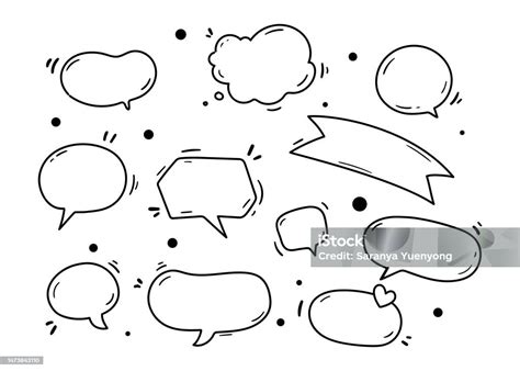 손으로 그린 낙서 빈 말풍선 메시지 주석 대화 상자 모양 설정 벡터 일러스트 레이 션 Brand Name Online
