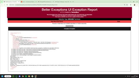 Re BUG Better Exceptions UI Exception Report Can T Find Broken Mod EA Forums
