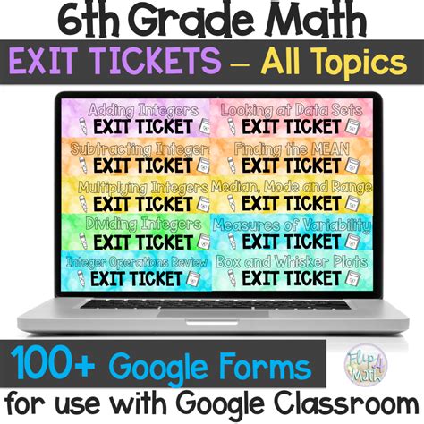 Sixth Grade Math Google Forms Exit Tickets Bundle Flip Math
