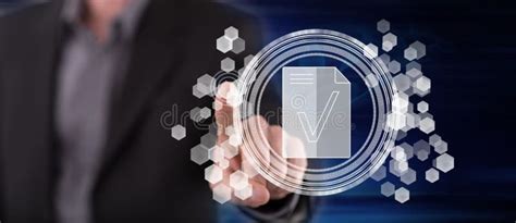 Man Touching A Document Validation Concept Stock Photo Image Of Concept Symbol 155104794