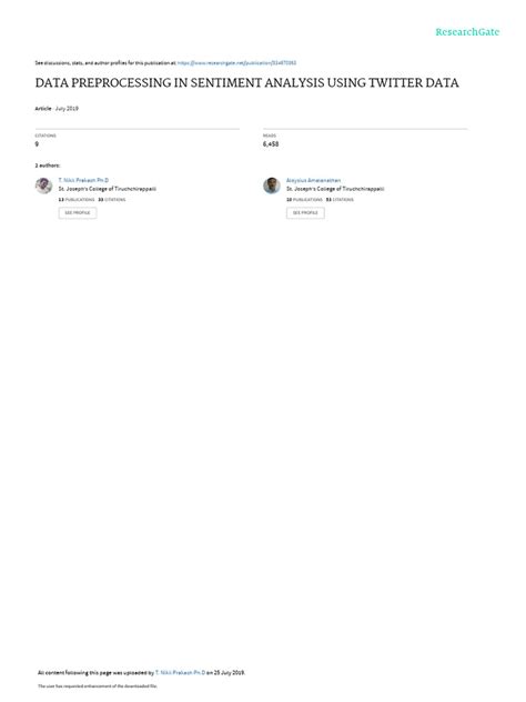 Data Preprocessing In Sentiment Analysis Using Twitter Data July 2019 Pdf Data Machine