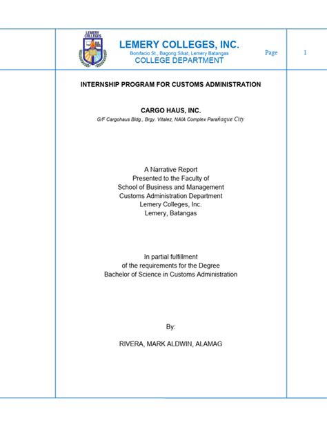 Format Narrative Report Post Ojt Requirement Pdf Logistics Warehouse