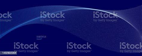 짙은 파란색 공기 입자 흐름 벡터 디자인 흐르는 점 배열의 물결과 추상적 배경 디지털 미래 일러스트 나노 기술 테마 3차원 형태에 대한 스톡 벡터 아트 및 기타 이미지