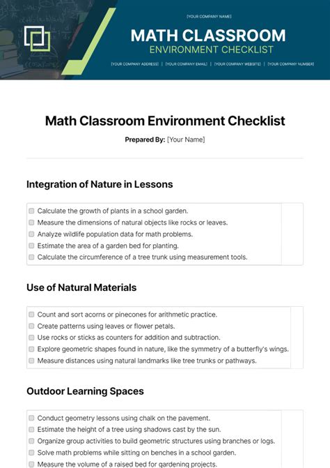 Classroom Environment Checklist Examples At Eileen Marvin Blog
