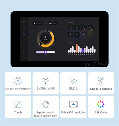 Esp32 S3 7inch Lcd Display 7 Inch Touchscreen 7b 1024×600 N16r8 Can Rs485 Sensor