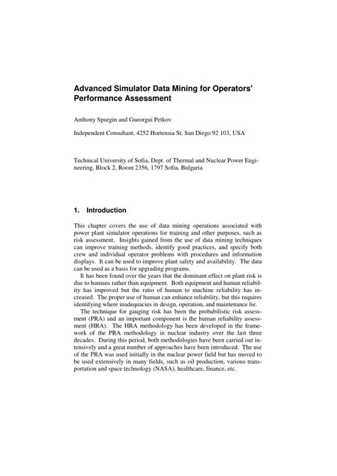 Pdf Advanced Simulator Data Mining For Operators Performance Assessment