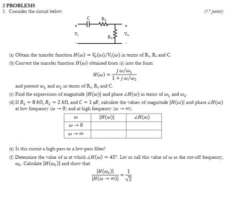 Solved 2 PROBLEMS 1 Consider The Circuit Below 17 Points Chegg Com