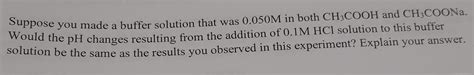 Solved Suppose You Made A Buffer Solution That Was 0 050m In
