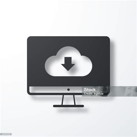데스크톱 컴퓨터에 클라우드 다운로드 흰색 배경에 그림자가 있는 아이콘 3차원 형태에 대한 스톡 벡터 아트 및 기타 이미지 3차원 형태 개념 검은색 Istock
