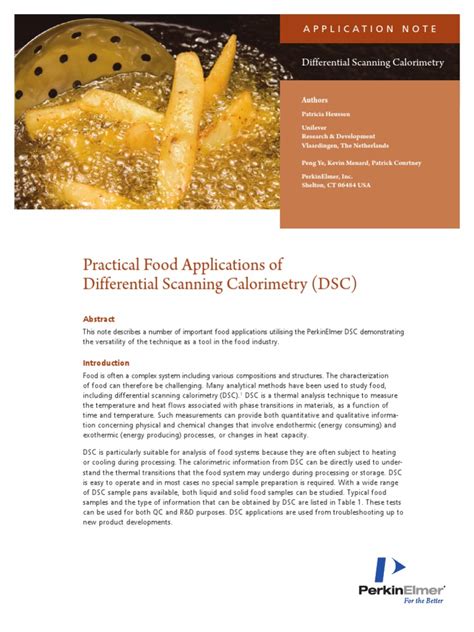 PDF Practical Food Applications Of Differential Scanning Calorimetry Dsc DOKUMEN TIPS