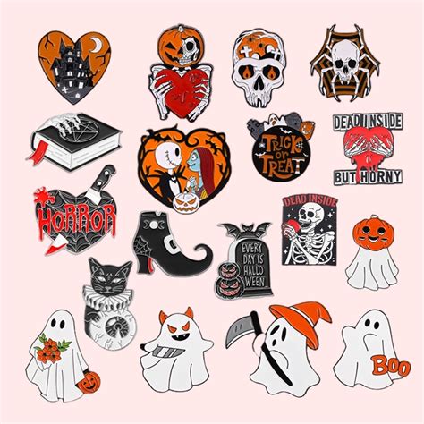 Party T Goth Punk Dark Ghost Enamel Brooches Skull Devil Coffin