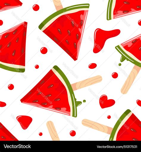 Watermelon Ice Cream Melts And Drips Juice Fruit Vector Image
