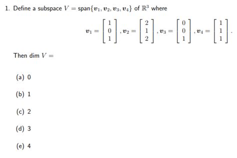 Linear Algebra Subspaces How Do You Find The Dimension Of This Subspace I Never Really