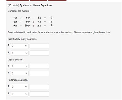 Solved Points Systems Of Linear Equations Consider The Chegg Com