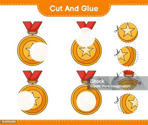 자르고 붙이고 트로피의 일부를 자르고 붙이십시오 교육 어린이 게임 인쇄 가능한 워크 시트 벡터 일러스트 레이 션 0명에 대한 스톡 벡터 아트 및 기타 이미지 Istock