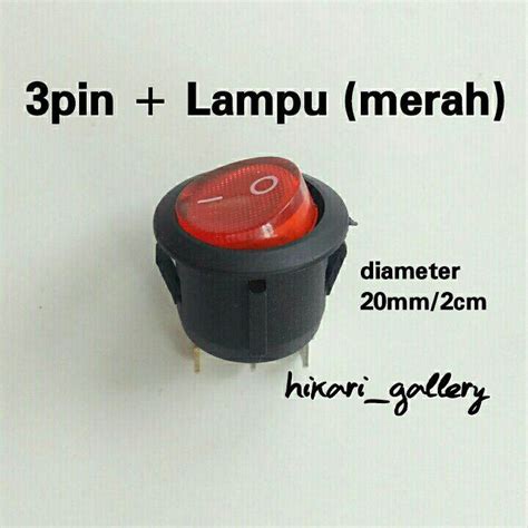 Saklar Switch On Off Merah Bulat Pin Lampu Rocket Switch Bulat Kaki Lampu Merah Saklar
