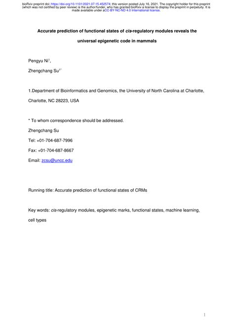 Pdf Accurate Prediction Of Functional States Of Cis Regulatory
