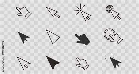 Mouse Click Cursors And Pointer Set Icon Line Choice Button Click