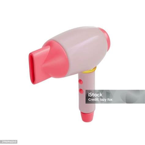 분홍색 노즐이 있는 베이지색 헤어 드라이어의 렌더링 모던한 룩 고립 된 흰색 배경에 벡터 일러스트 레이 션 0명에 대한 스톡 벡터 아트 및 기타 이미지 Istock
