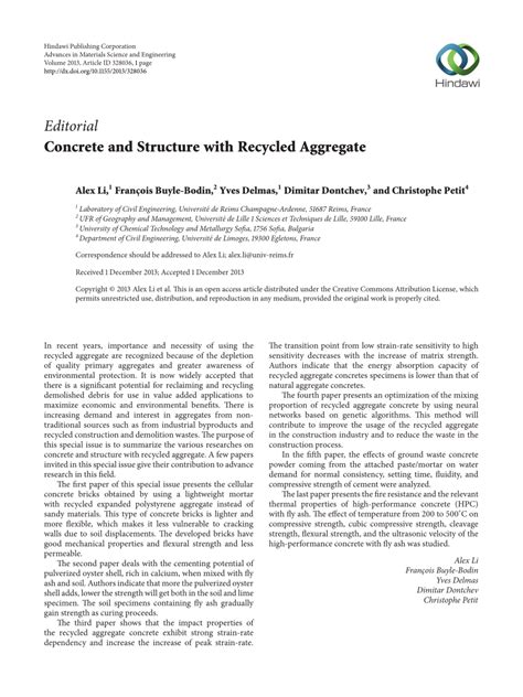 Pdf Concrete And Structure With Recycled Aggregate