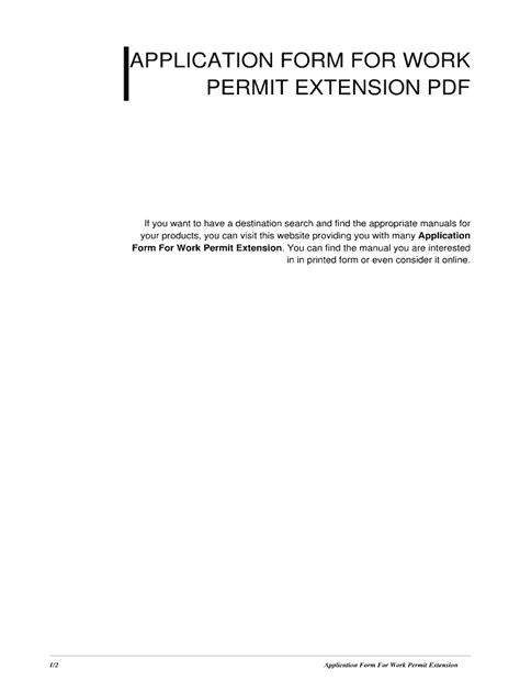 Fillable Online Application Form For Work Permit Extension Application