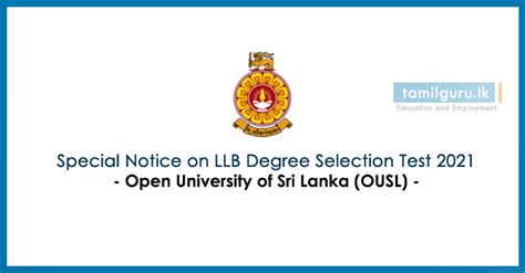 Special Notice On Llb Degree Selection Test 2021 Open University
